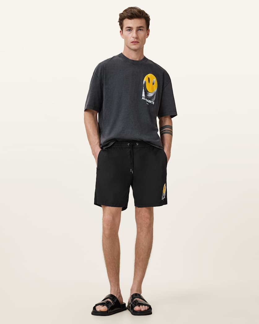 Party Wave Swim Shorts Jet Black | ALLSAINTS